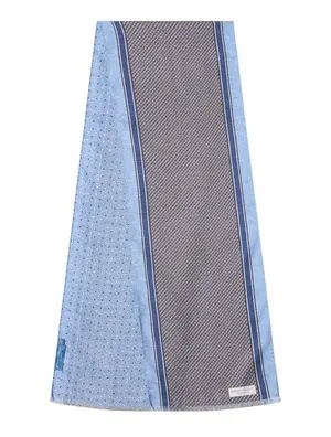 Robert Talbott Niven Houndstooth Scarf - Grey Blue