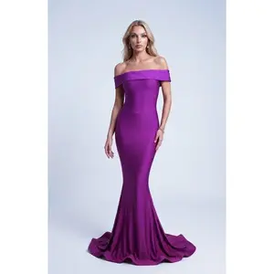 JESSICA ANGEL Off-the-shoulder Sculpted Mermaid Gown - Plum
