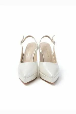 FOREVER & ALWAYS SHOES Corin Pointed Toe Slingback Wedding Platform Pump