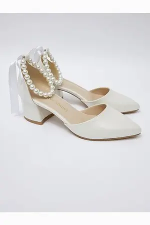FOREVER & ALWAYS SHOES Evania Block Heel Wedding Pump
