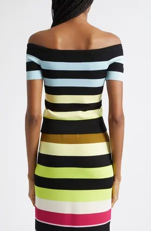 Christopher John Rogers Off-the-shoulder Striped Knit Top