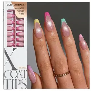 BTARTBOXNAILS Soft Gel Nail Tips Xcoattips® French Brighter Pastelcat-eye Base Collection - Medium Coffin