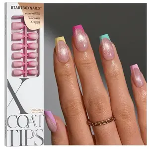 BTARTBOXNAILS Soft Gel Nail Tips Xcoattips® French Brighter Pastelcat-eye Base Collection - Short Coffin