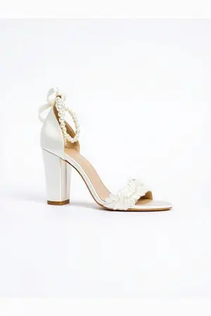 FOREVER & ALWAYS SHOES Elysia Pearl & Lace Wedding Heel - Ivory