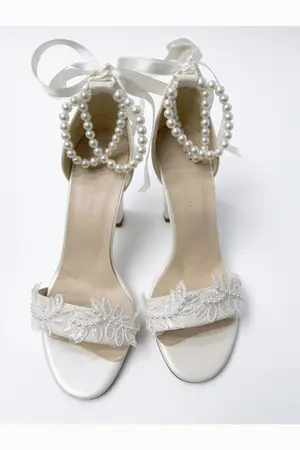 FOREVER & ALWAYS SHOES Elysia Pearl & Lace Wedding Heel