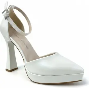FOREVER & ALWAYS SHOES Aster Pointed Toe Wedding Platform Pump - Ivory