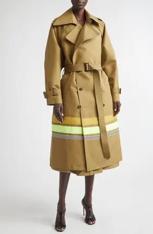 Christopher John Rogers Stripe Detail Oversize Trench Coat - Cardamom