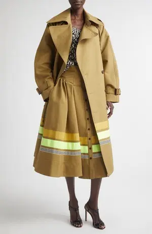 Christopher John Rogers Oversized Trench Coat With Stripe Detail