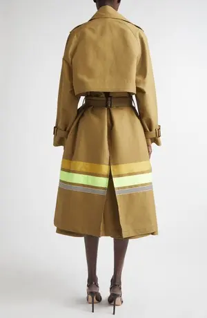 Christopher John Rogers Oversized Trench Coat With Stripe Detail