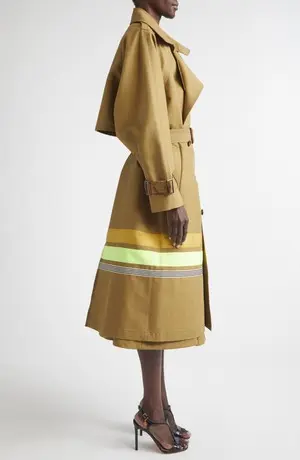 Christopher John Rogers Oversized Trench Coat With Stripe Detail