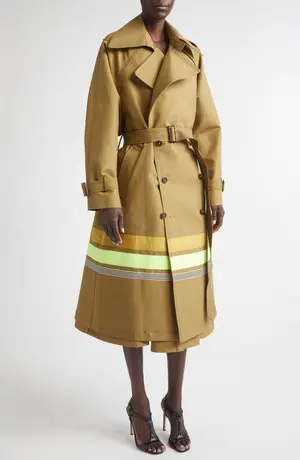 Christopher John Rogers Oversized Trench Coat With Stripe Detail