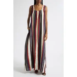 CHRISTOPHER JOHN ROGERS Morris Stripe Crinkled Maxi Dress