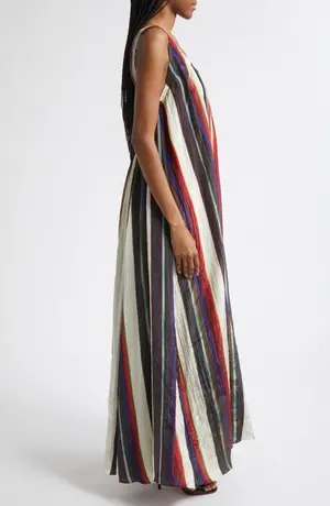 Christopher John Rogers Morris Stripe Crinkled Maxi Dress