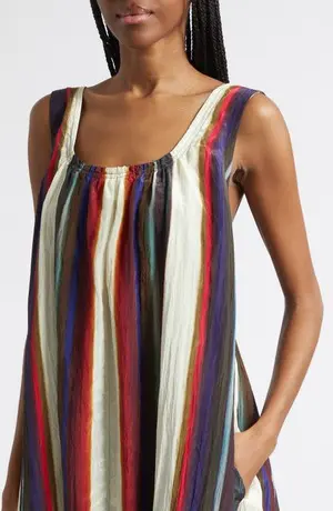 Christopher John Rogers Morris Stripe Crinkled Maxi Dress
