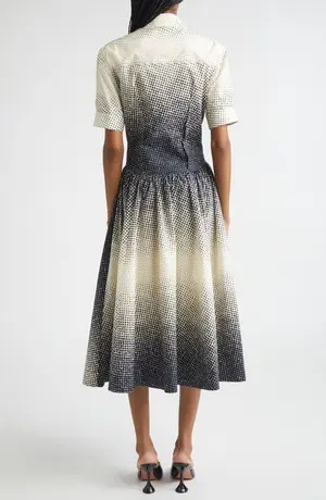 Christopher John Rogers Halftone Dot Cotton Midi Shirtdress
