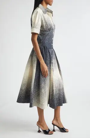 Christopher John Rogers Halftone Dot Cotton Midi Shirtdress