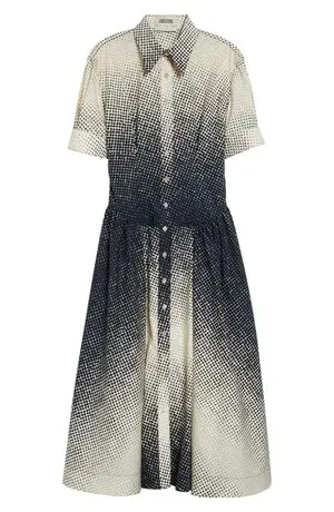 Christopher John Rogers Halftone Dot Cotton Midi Shirtdress
