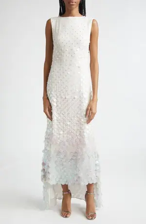 Christopher John Rogers Embellished Step Hem Silk Gown - Nougat