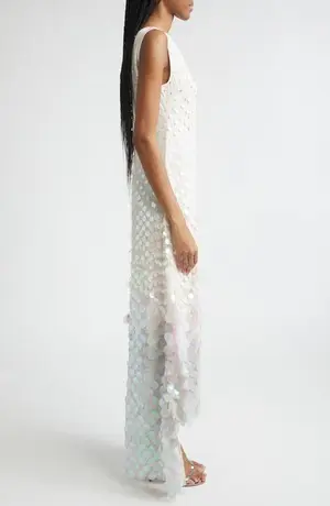 Christopher John Rogers Embellished Step Hem Silk Gown