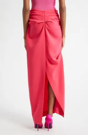 Christopher John Rogers Asymmetric Drape Satin Evening Skirt