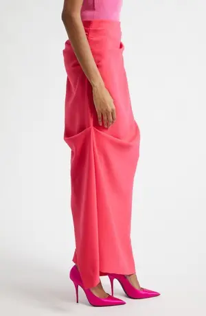 Christopher John Rogers Asymmetric Drape Satin Evening Skirt
