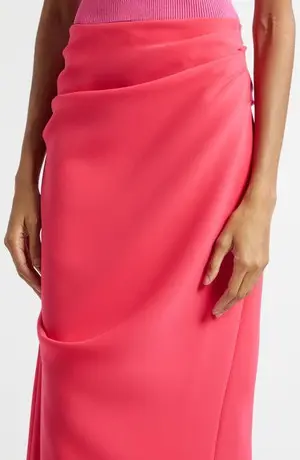 Christopher John Rogers Asymmetric Drape Satin Evening Skirt