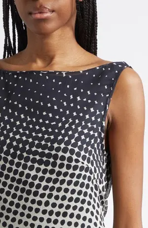 Christopher John Rogers Halftone Wiggle Dot Cowl Back Shell