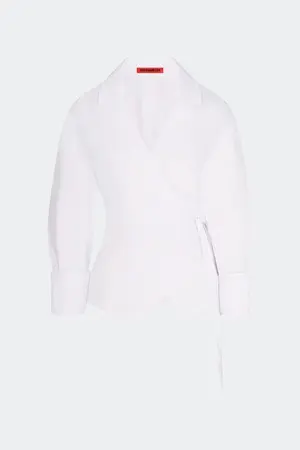 SIMONMILLER Anya Poplin Wrap Top - Macadamia