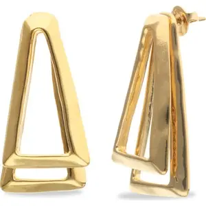 UNODE50 Tone Open Triangle Stud Earrings
