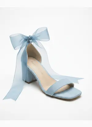 FOREVER & ALWAYS SHOES Rova Bow Block Heel Sandal - Blue