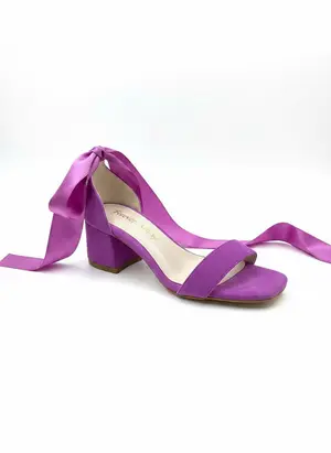 FOREVER & ALWAYS SHOES Rova Bow Block Heel Sandal Fuchsia Suede
