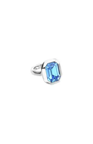UNODE50 Emerald-cut Blue Crystal Sterling Plated Ring