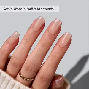 BTARTBOXNAILS Press-on Nails Set Short Square Muted Glitz
