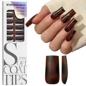 BTARTBOXNAILS Soft Gel Nail Tips Softcoattips Tortoiseshell Collection - Long Square