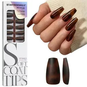 BTARTBOXNAILS Soft Gel Nail Tips Softcoattips Tortoiseshell Collection Medium Coffin