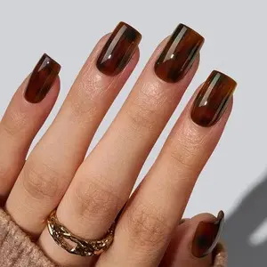 BTARTBOXNAILS Soft Gel Nail Tips Softcoattips Tortoiseshell Collection - Short Square