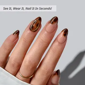 BTARTBOXNAILS Press-on Nails Almond Nail Set - Amber Hoops