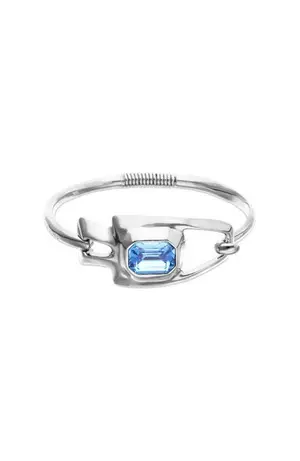 UNODE50 Tone Sculptural Bracelet With Blue Crystal - Silver