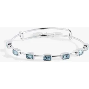 ALEX AND ANI March Birthstone Emerald Cut Bangle - Silver