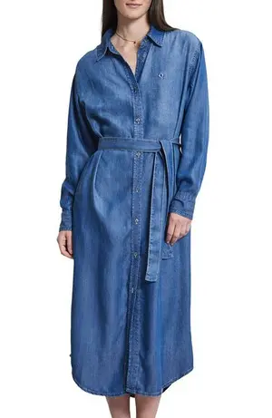 OTTOD'AME Denim Shirt Dress With Sash
