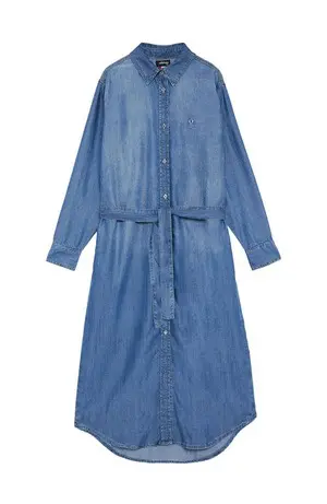 OTTOD'AME Denim Shirt Dress With Sash