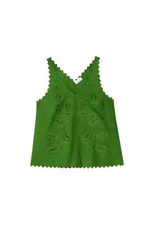 OTTOD'AME Cotton Top With Cutwork Embroidery