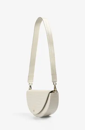 SCALPERS Embossed Leather Shoulder Bag - Ecru