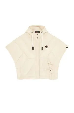 OTTOD'AME Puffer Quilted Poncho With Maxi Pocket And Hood