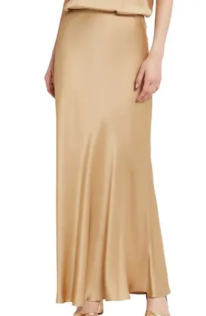 OTTOD'AME Flowy Pleated Maxi Skirt In Viscose - Beige