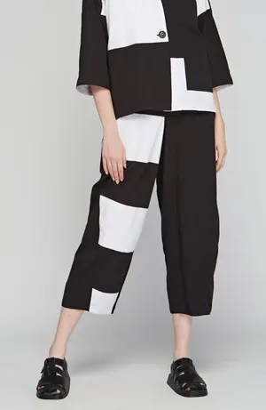 LUUKAA Sonata Poplin Pants With Horizontal Seam Detail