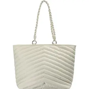 SCALPERS Quilted Shopper Bag With Braided Handle - Offwhite