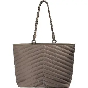 SCALPERS Quilted Shopper Bag With Braided Handle - Taupe