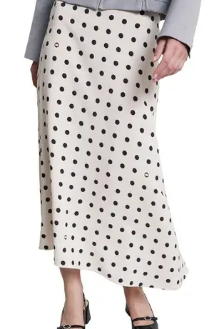 OTTOD'AME Polka Dot Viscose Long Skirt - White