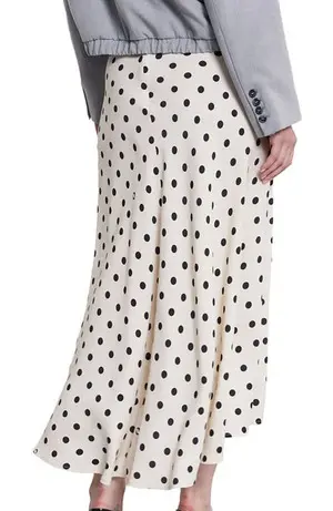 OTTOD'AME Polka Dot Viscose Long Skirt